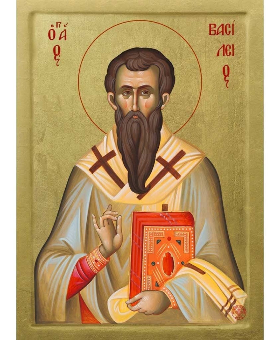 Saint Basil the Great - Icon on Solid Wood With 22 Karat Gold Leaf ...
