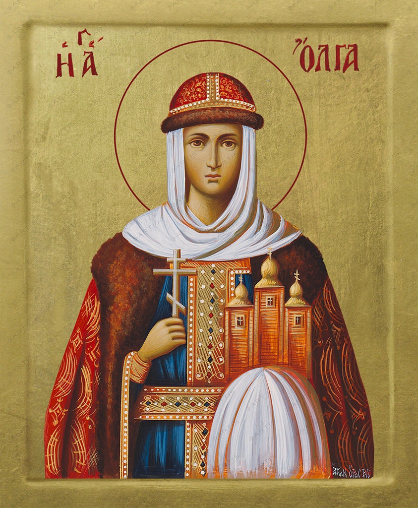Saint Olga Icon on Solid Wood With 22 Karat Gold Leaf - Etsy