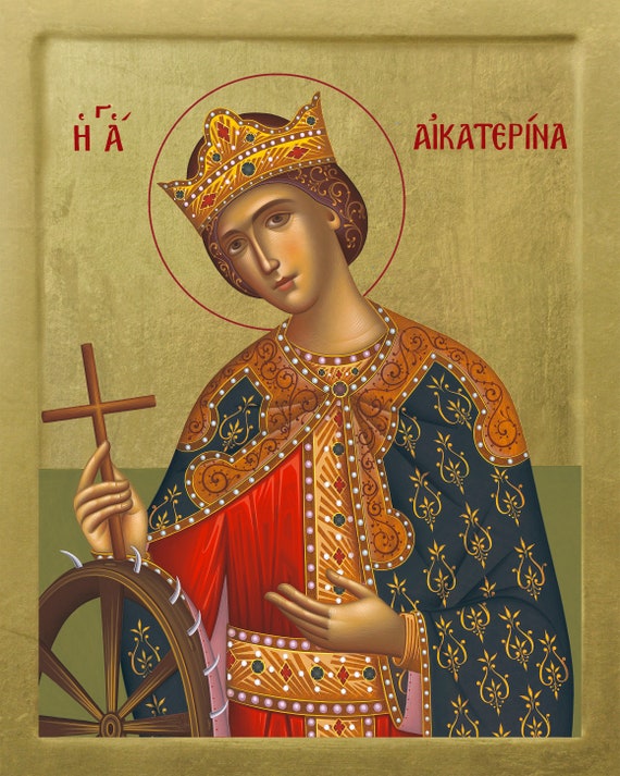 Saint Catherine Icon on Solid Wood With 22 Karat Gold Leaf | Etsy