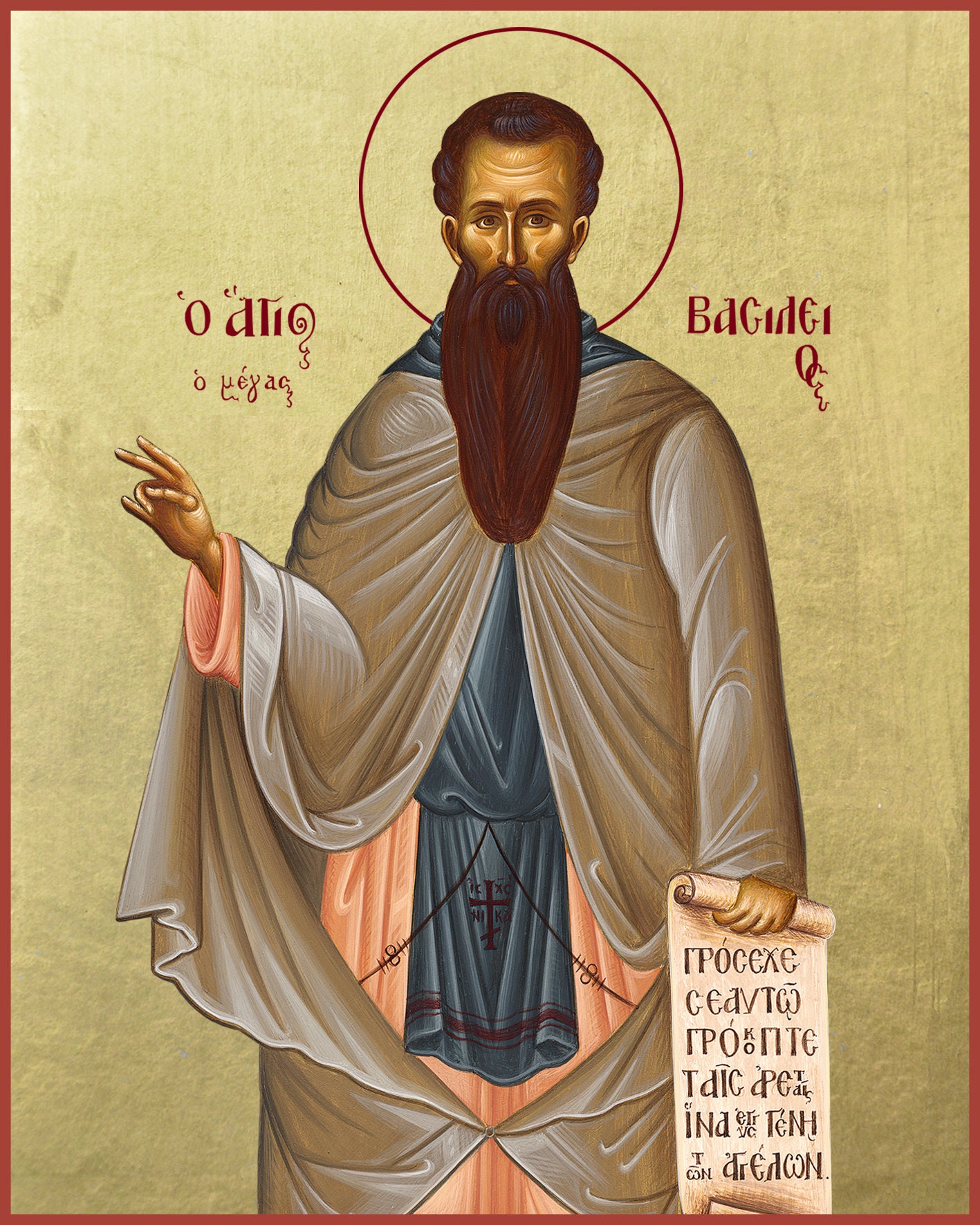 Saint Basil the Great Icon on Solid Wood with 22 Karat Gold | Etsy