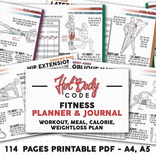 Weekly Fitness Planner Printable Workout Planner Meal - Etsy