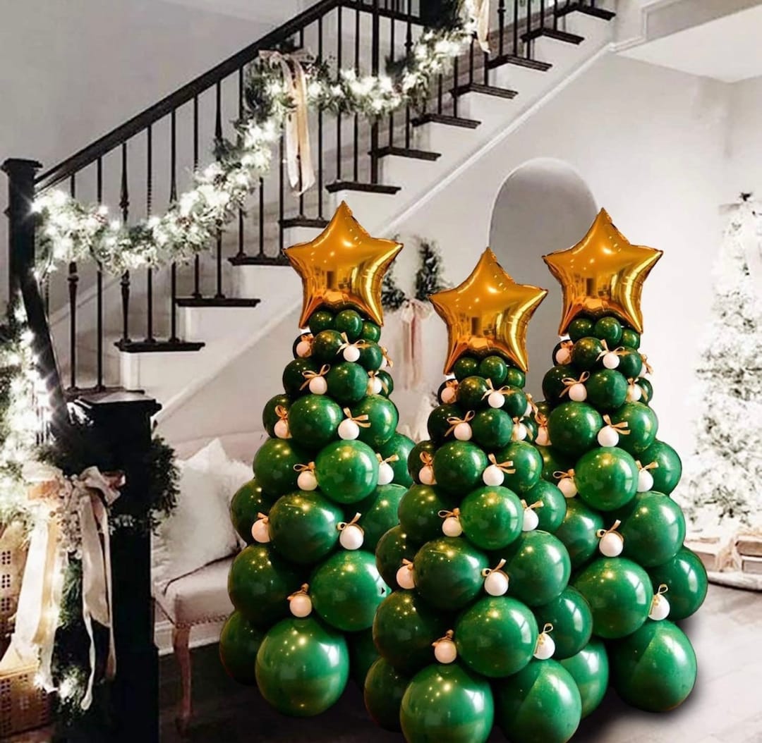 Christmas Balloon Tree, Garland Arch DIY Kit, Gold Mylar Star Balloon ...