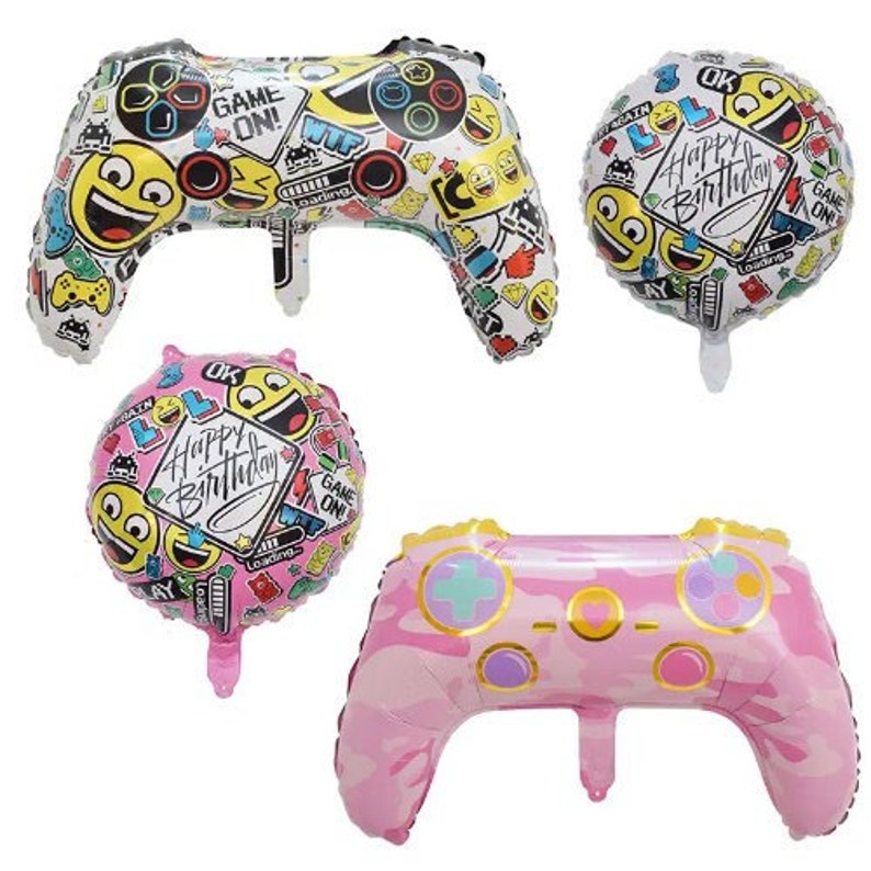 Gaming Controller Foil Balloon, Round White and Pink Controllers for ...