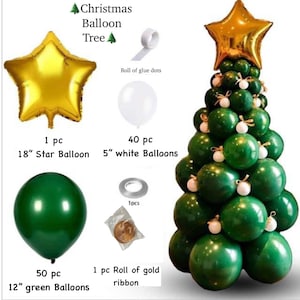 Christmas Balloon Tree, Garland Arch DIY Kit, Gold Mylar Star Balloon ...