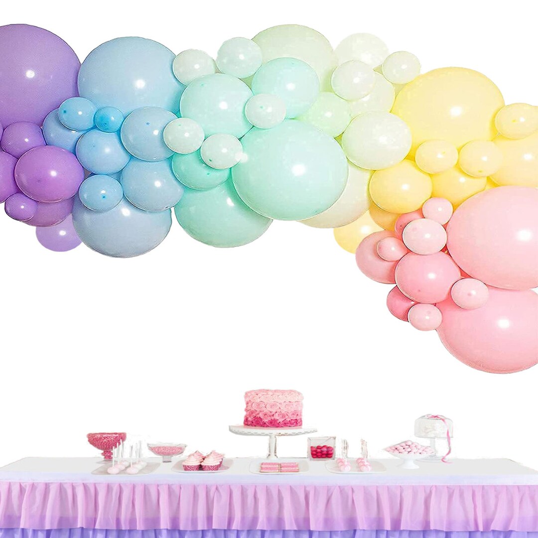 112 Pieces Pastel Colors Birthday Balloon Garland Kit Macaron Decor ...