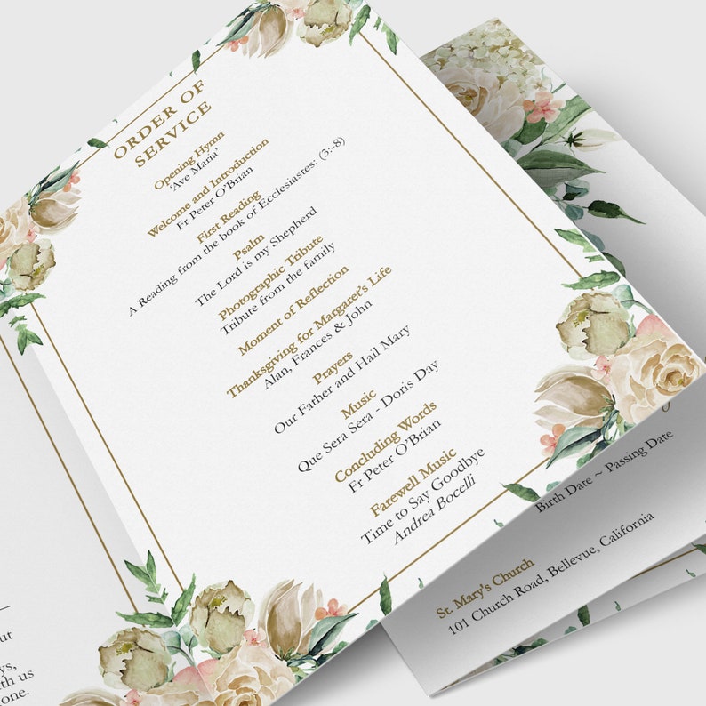 Funeral Program Template Funeral Poems Funeral Programs - Etsy