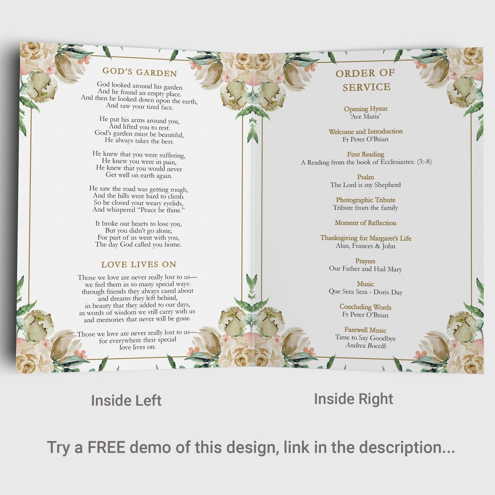 Funeral Program Template Funeral Poems Funeral Programs - Etsy