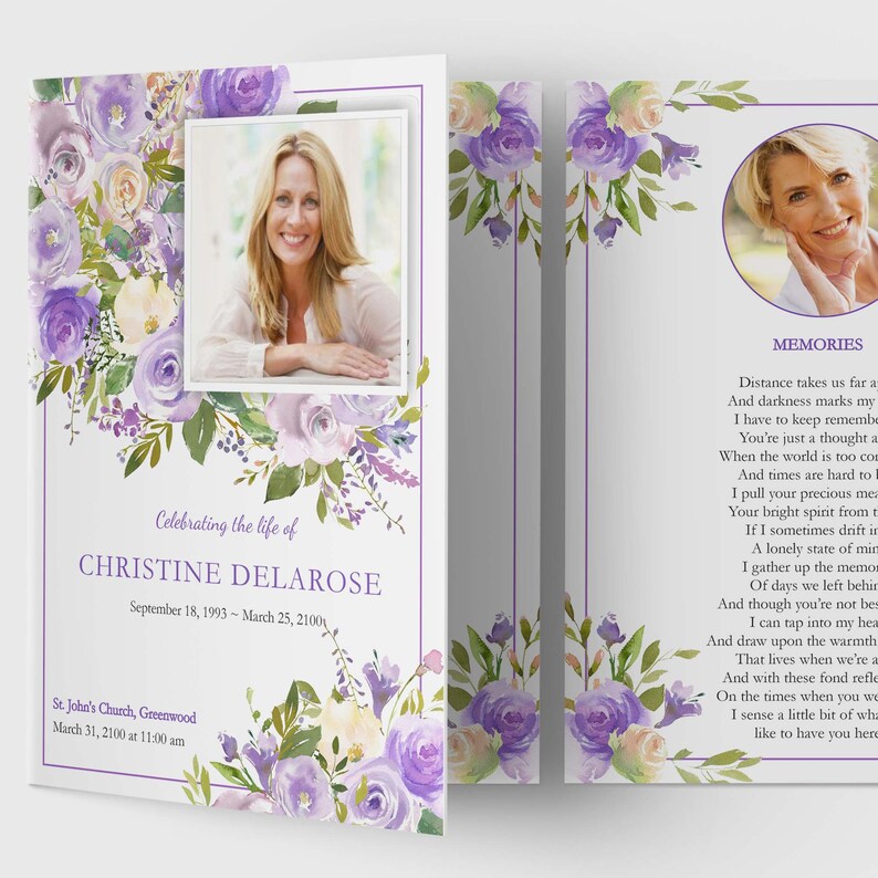 Funeral Program Template Funeral Poems Funeral Programs - Etsy