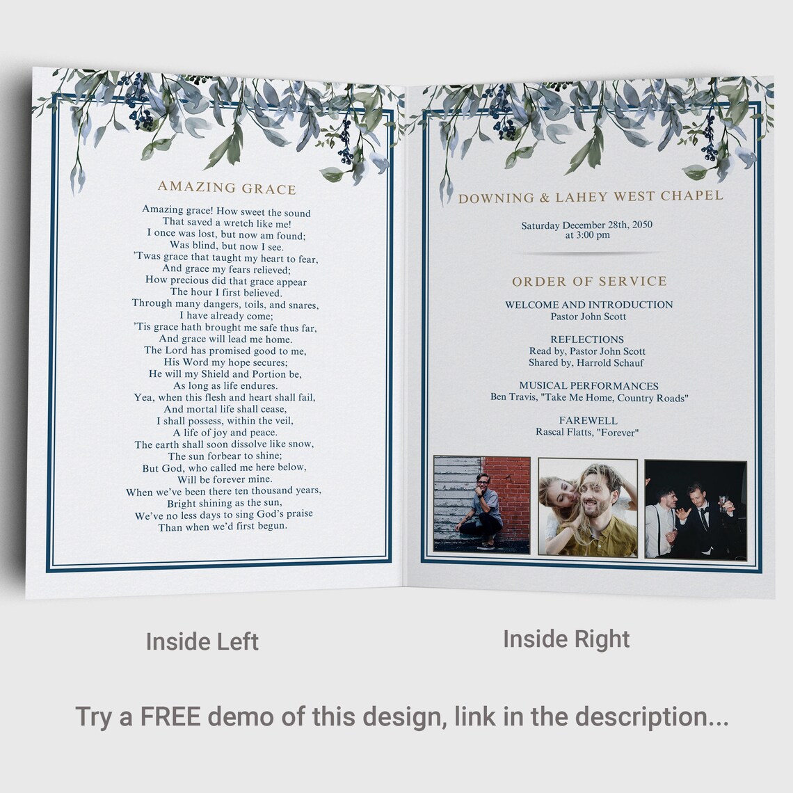 Printable Funeral Program Template Order of Service - Etsy