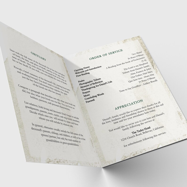 Funeral Program Template Funeral Poems Funeral Programs - Etsy