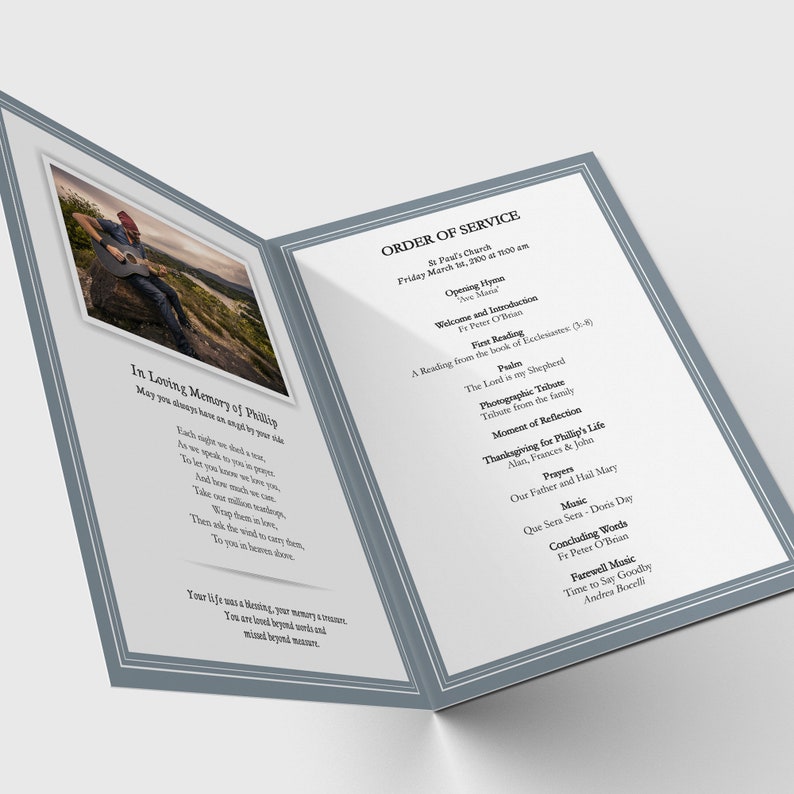 Funeral Program Template Funeral Poems Funeral Programs | Etsy