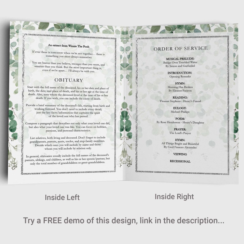 Funeral Program Template, Funeral Poems, Funeral Programs, Funeral ...