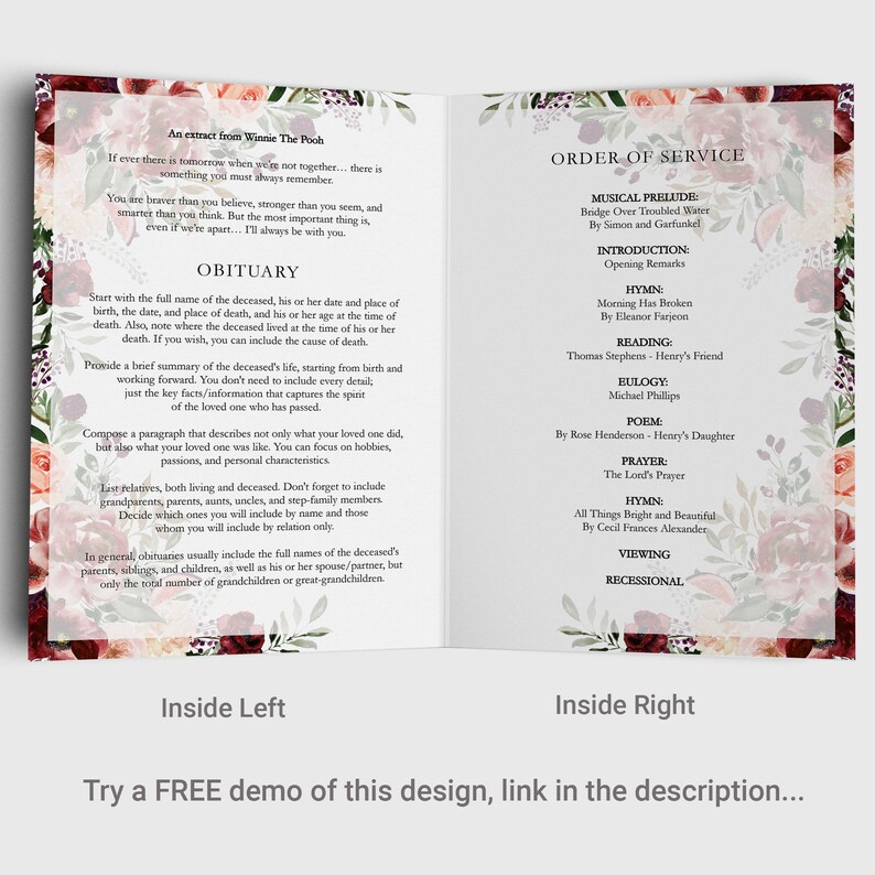 Funeral Program Template, Funeral Poems, Funeral Programs, Funeral ...