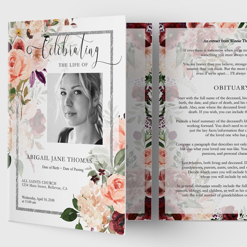 Funeral Program Template, Funeral Poems, Funeral Programs, Funeral ...