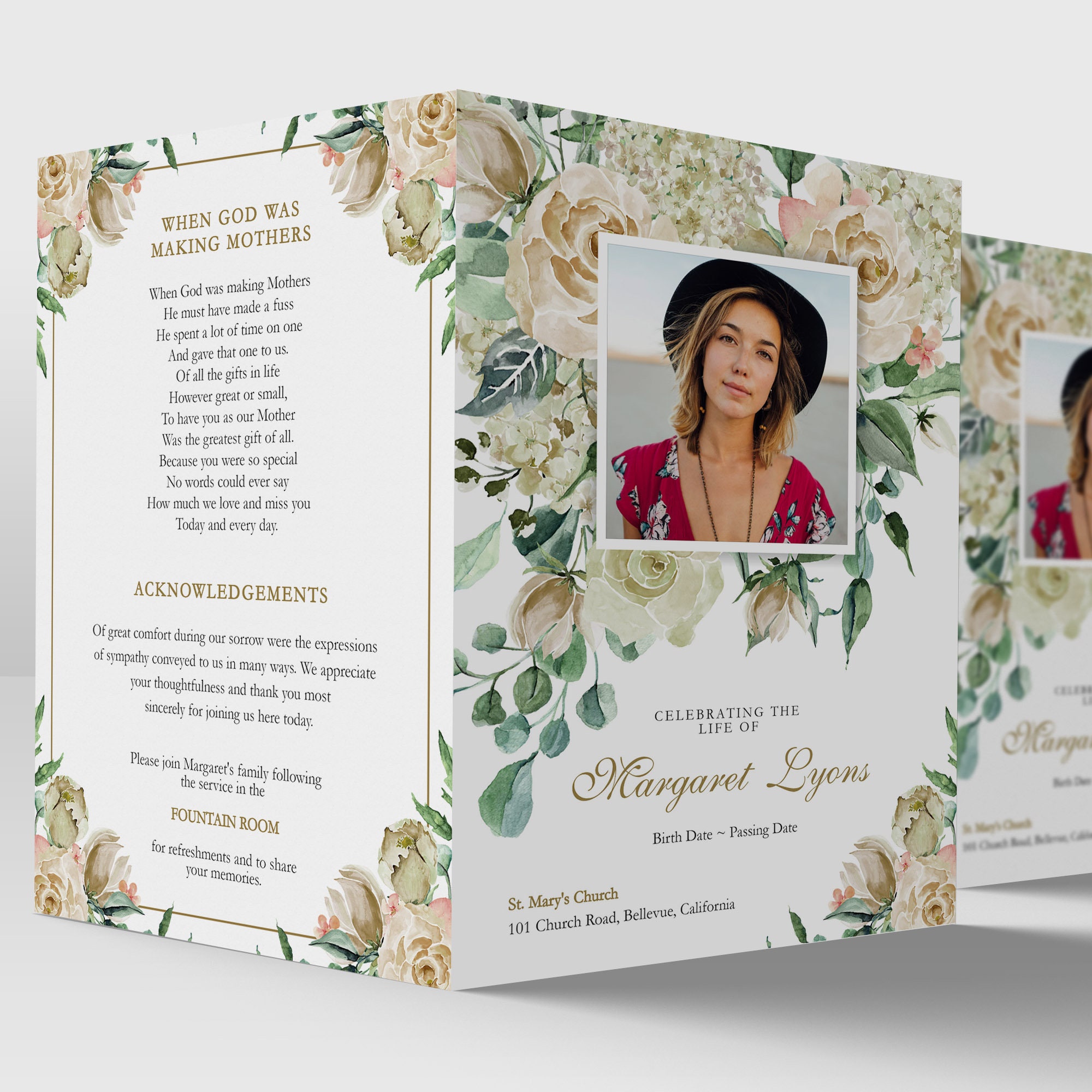 Funeral Program Template Funeral Poems Funeral Programs - Etsy
