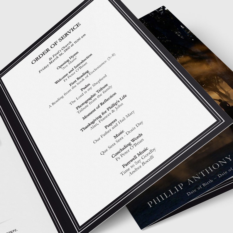 Funeral Program Template Funeral Poems Funeral Programs - Etsy