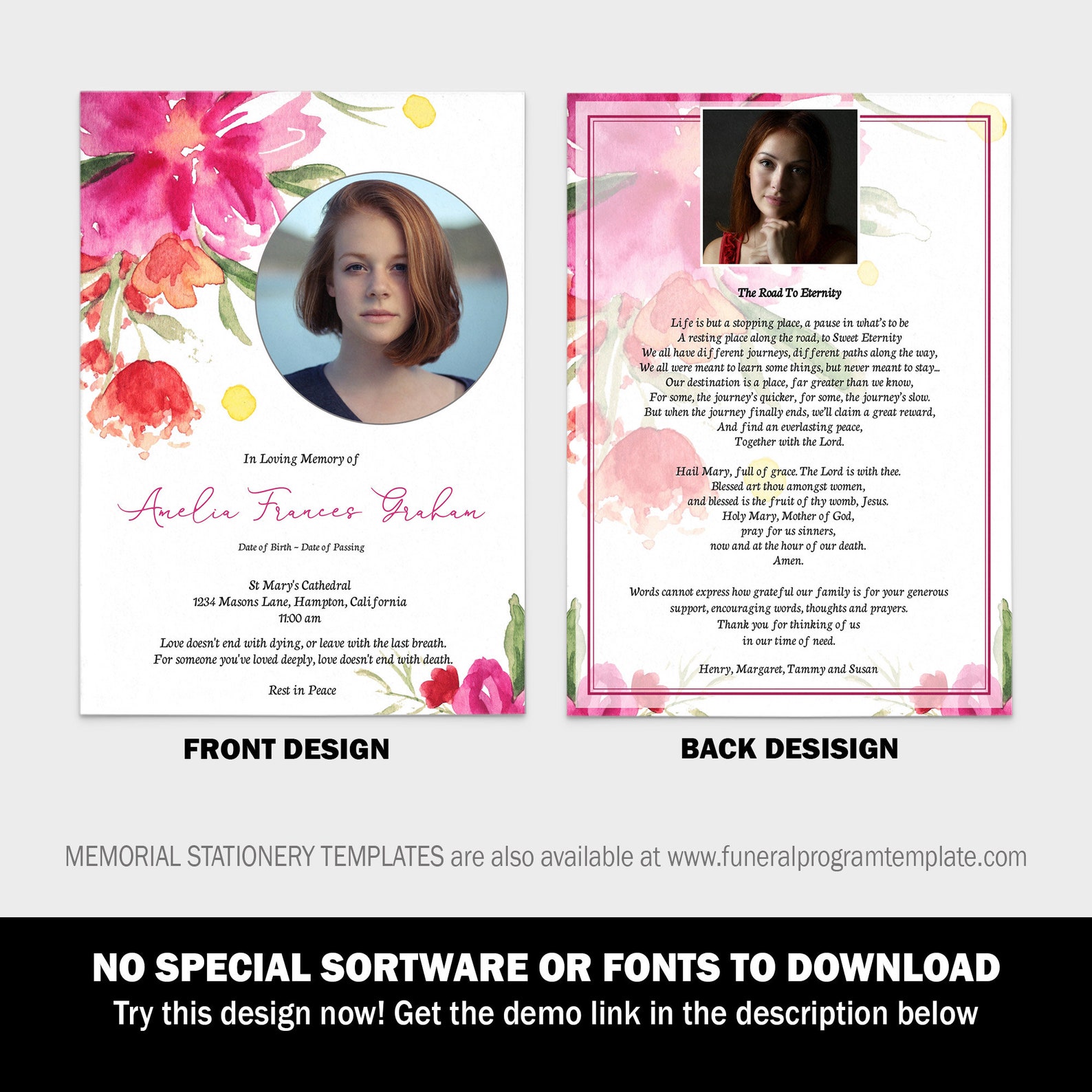 Funeral Program Template Funeral Poems Funeral Programs - Etsy