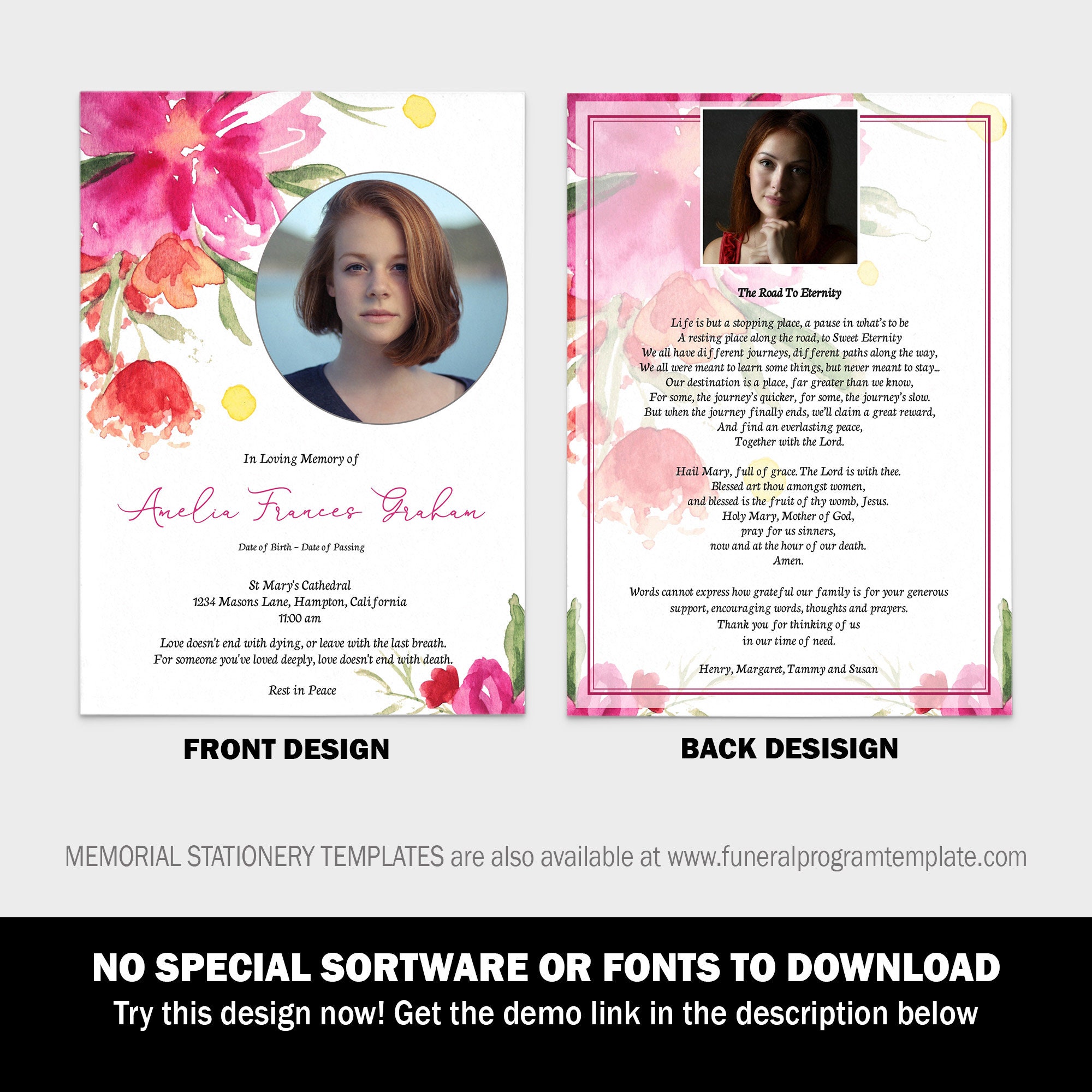 Funeral Program Template Funeral Poems Funeral Programs - Etsy