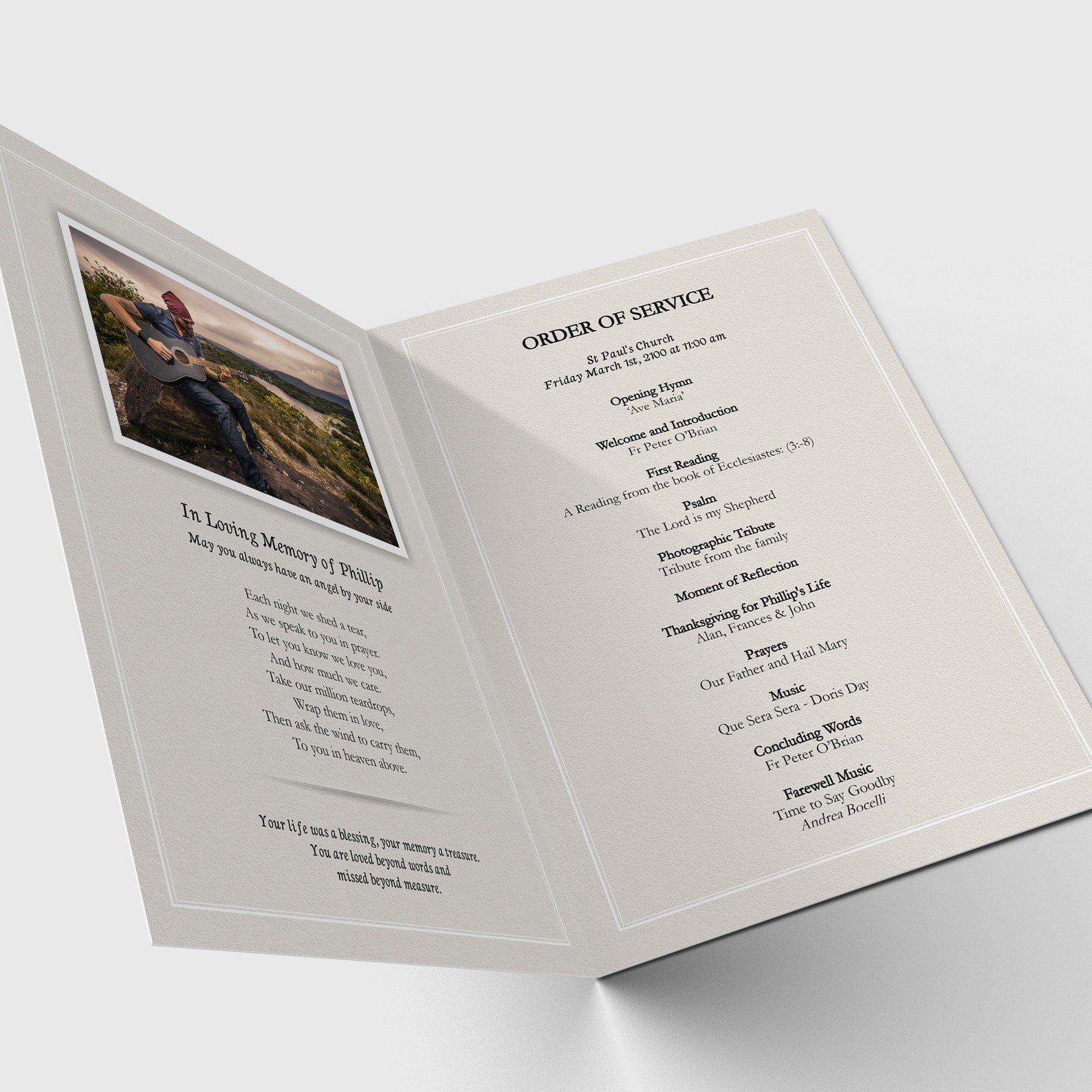 Funeral Program Template Funeral Poems Funeral Programs - Etsy