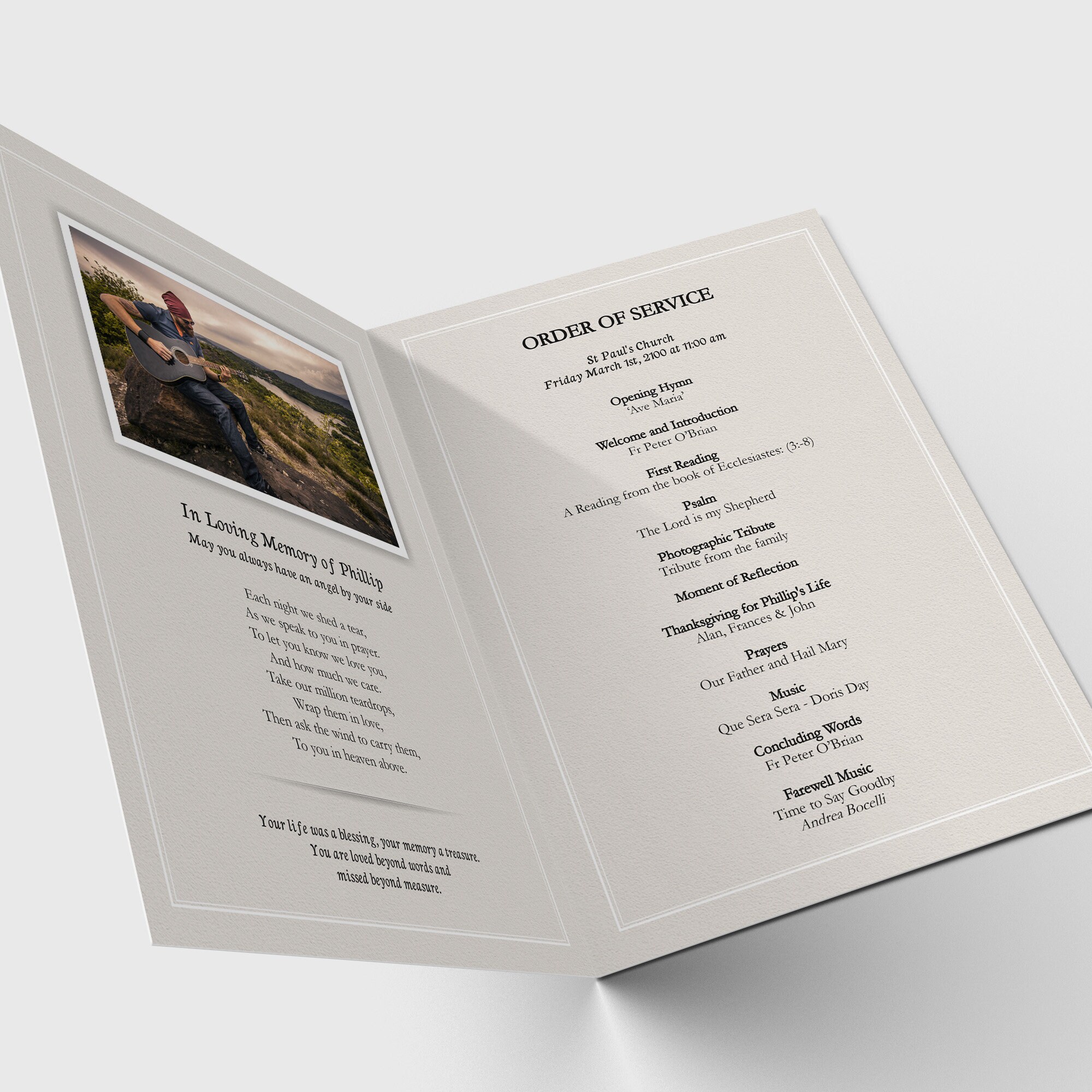 Funeral Program Template Funeral Poems Funeral Programs - Etsy