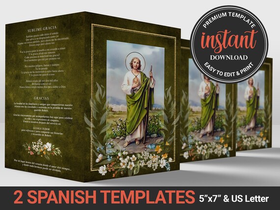 Spanish Funeral Program Template St Jude Funeral Programs | Etsy