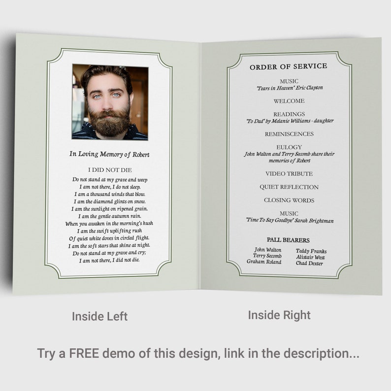 Funeral Program Template, Funeral Poems, Funeral Programs, Funeral ...