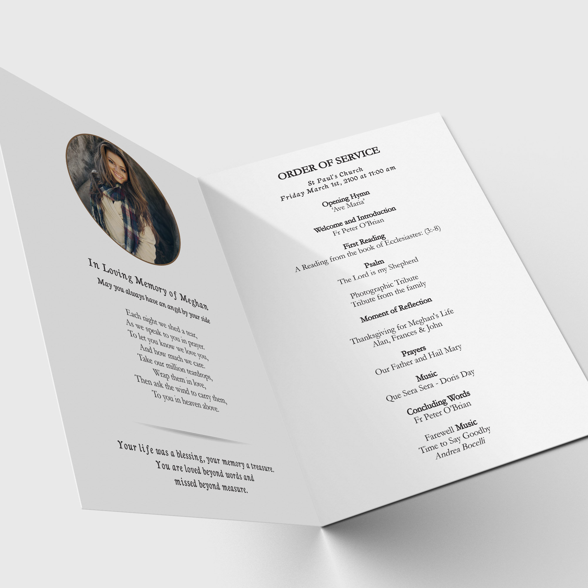 Funeral Program Template Funeral Poems Funeral Programs - Etsy