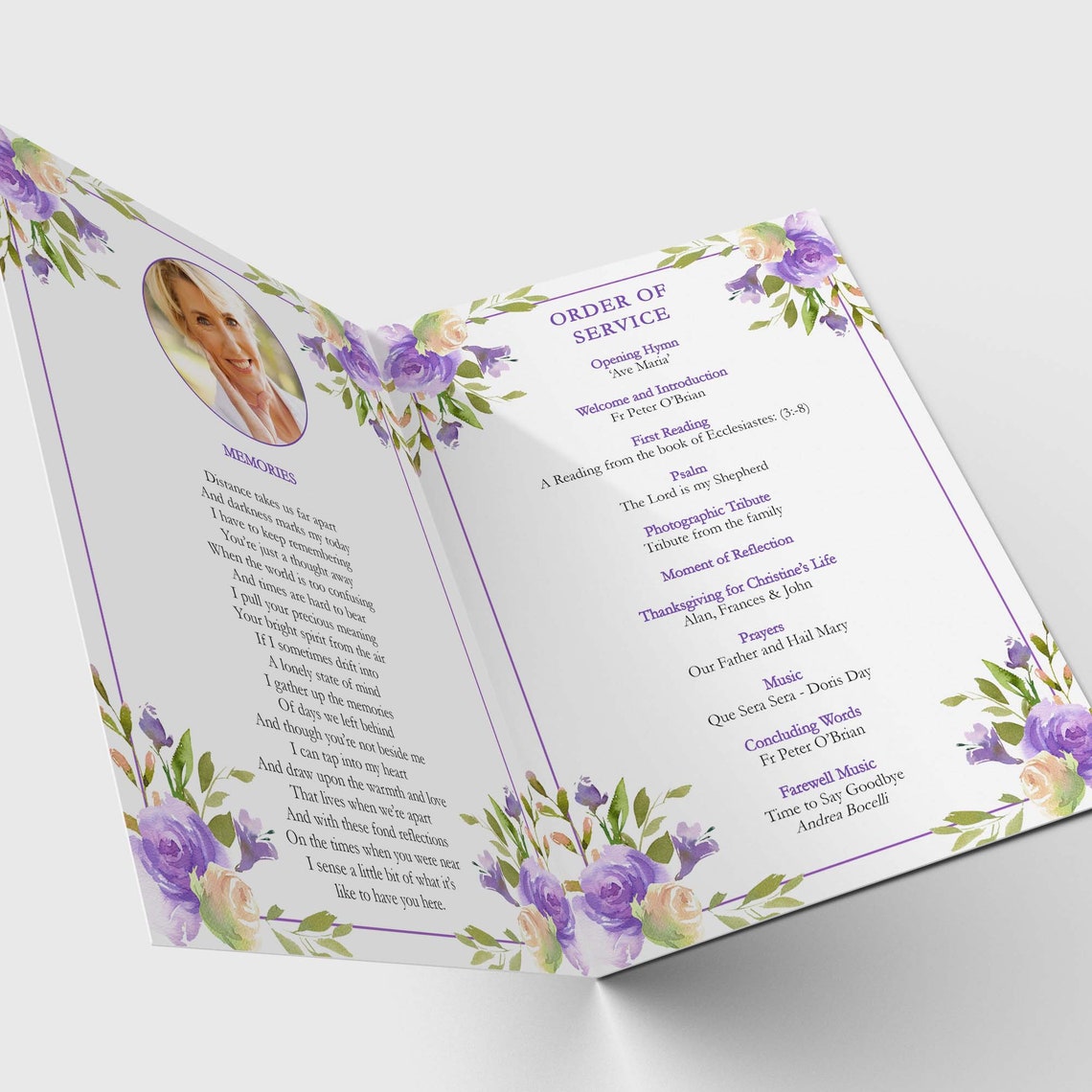 Funeral Program Template Funeral Poems Funeral Programs - Etsy