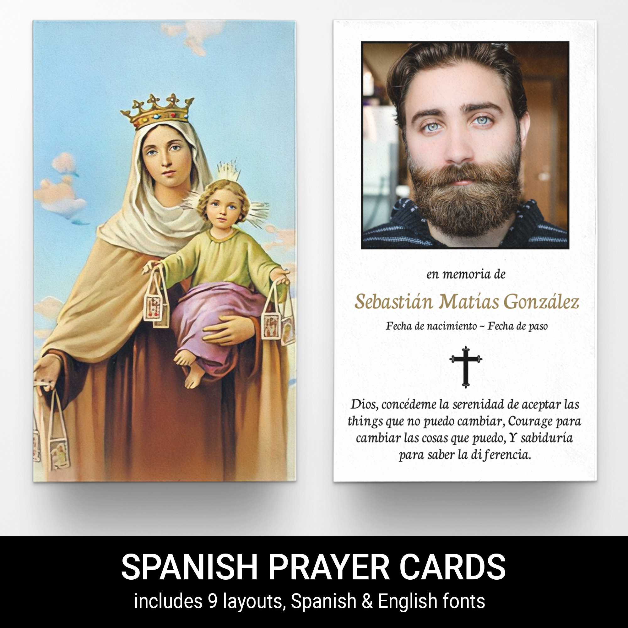 Prayer Cards, Spanish Prayer Cards, Catholic Prayer Cards, Personalized ...