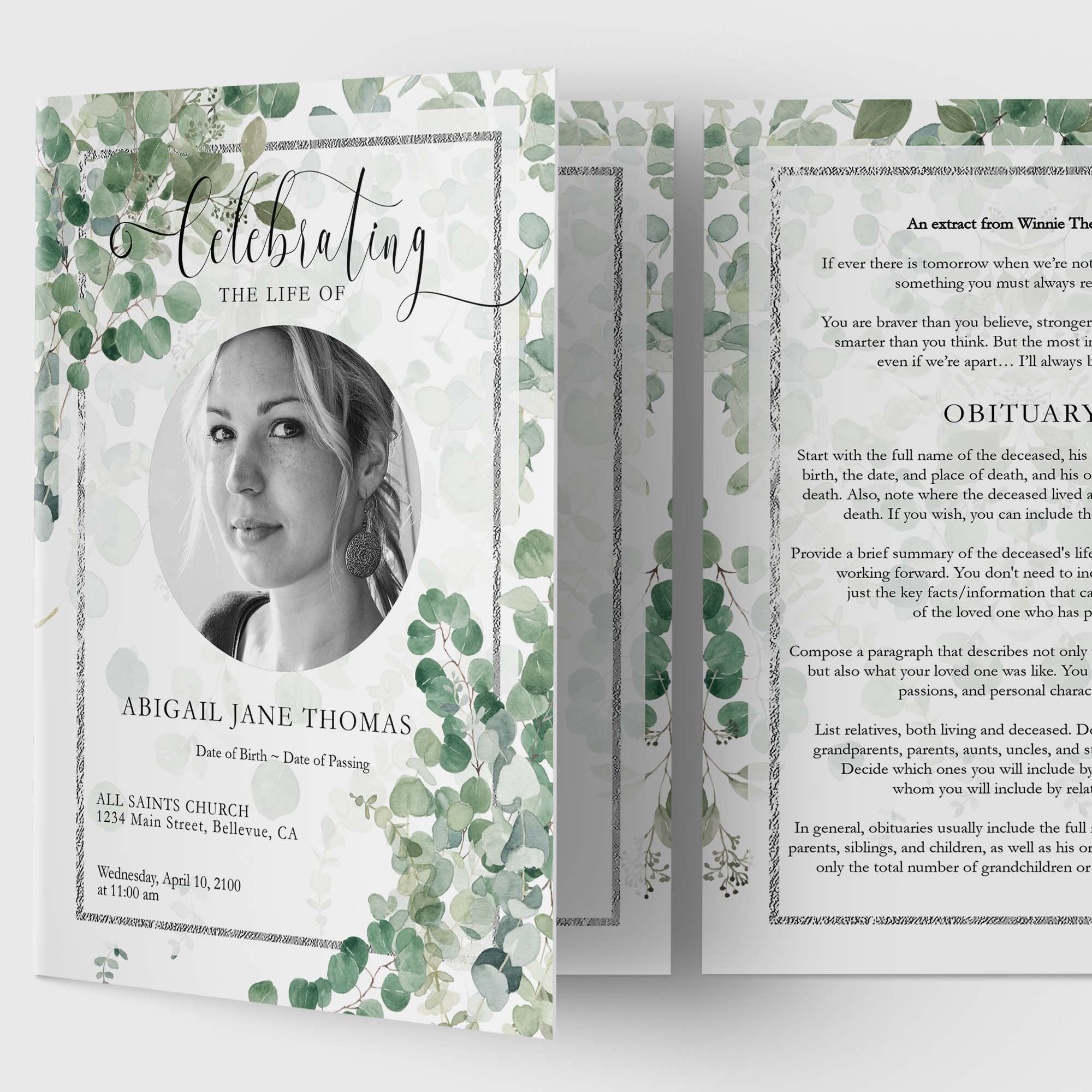 Funeral Program Template, Funeral Poems, Funeral Programs, Funeral ...