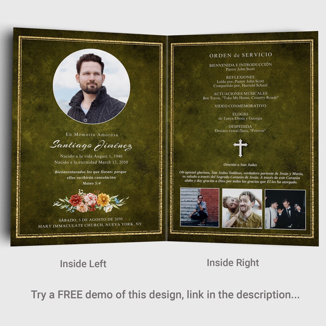 Spanish Funeral Program Template, St Jude, Funeral Programs, Funeral ...