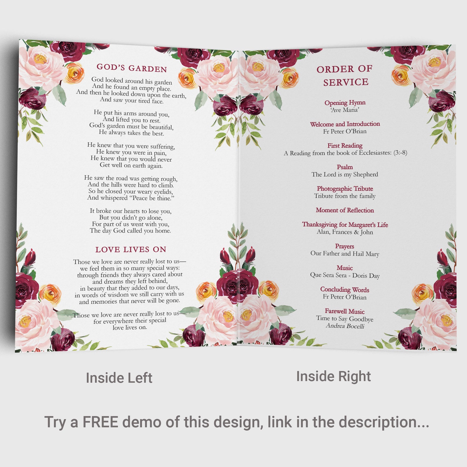 Funeral Program Template, Funeral Poems, Funeral Programs, Funeral ...