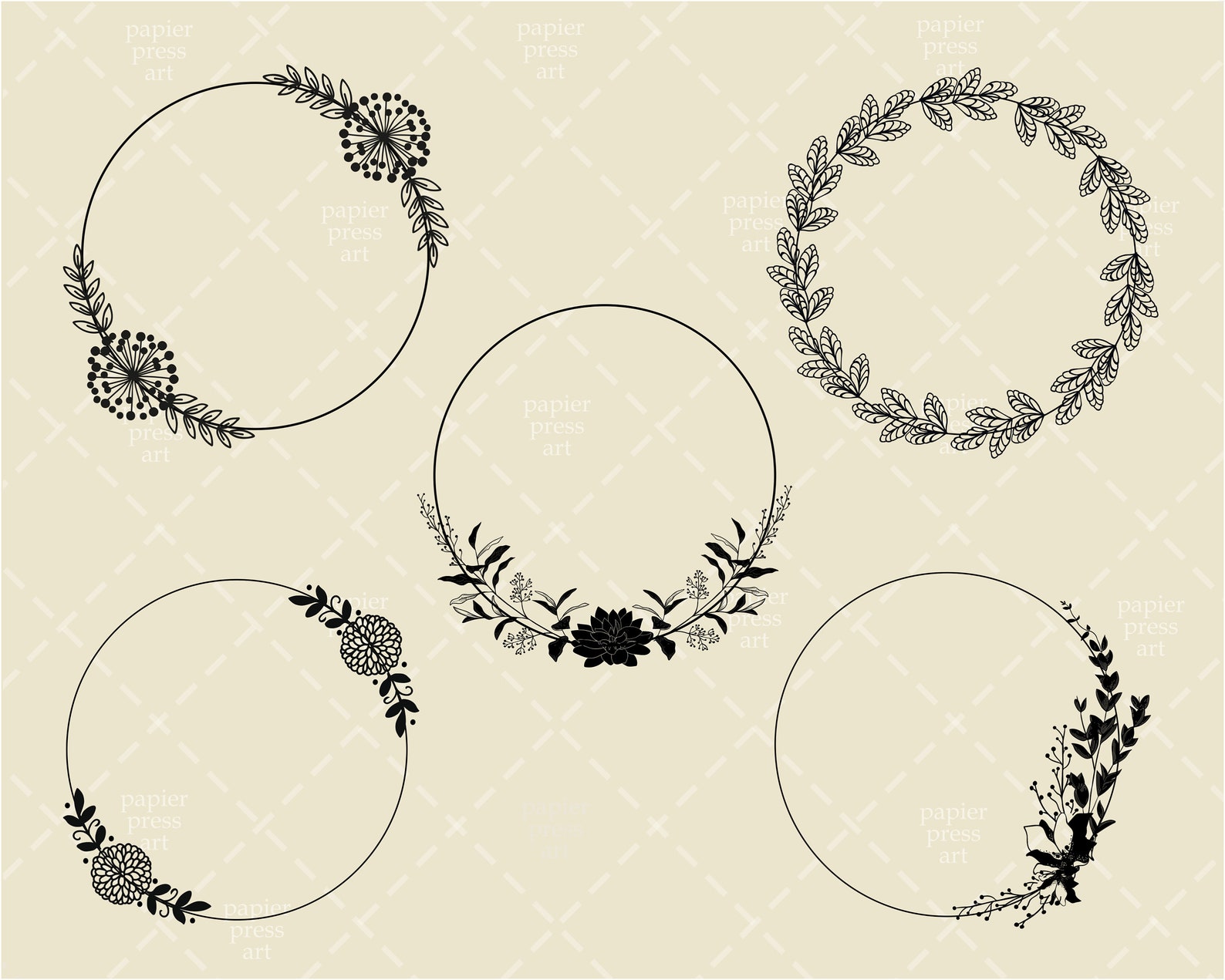 20 Floral Wreath SVG Files for Cricut & Silhouette Wreath | Etsy