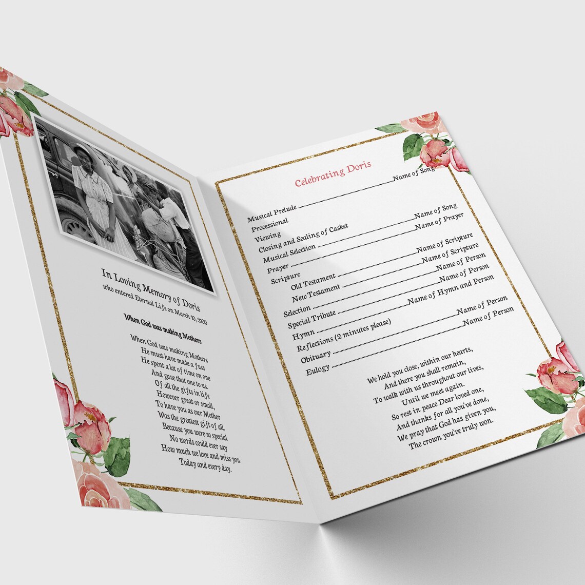 Funeral Program Template, Funeral Poems, Funeral Programs, Funeral ...