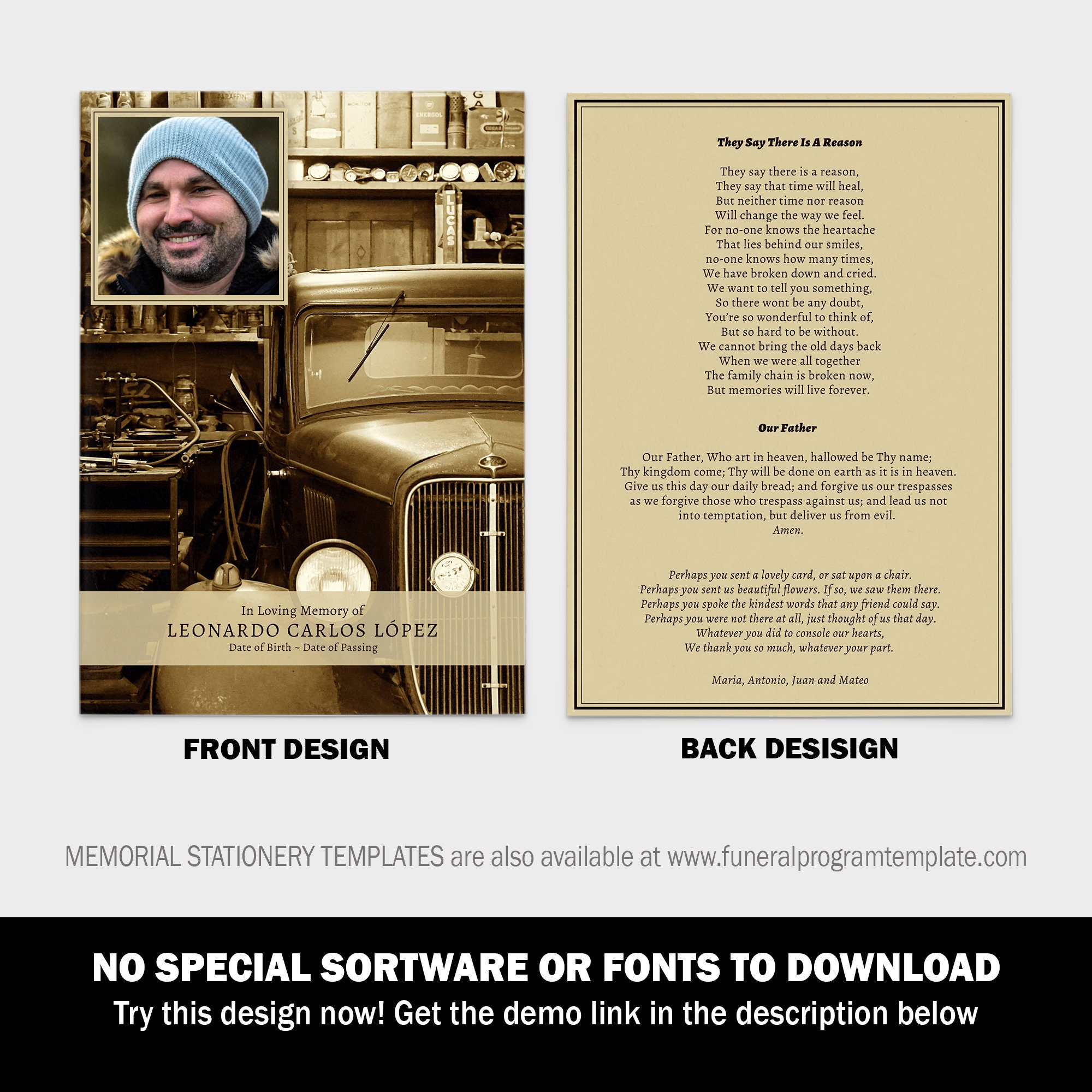 Funeral Program Template Funeral Poems Funeral Programs - Etsy