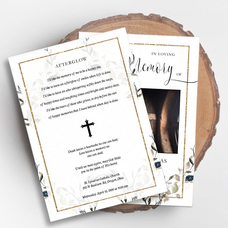 Funeral Program Template Funeral Poems Funeral Programs - Etsy