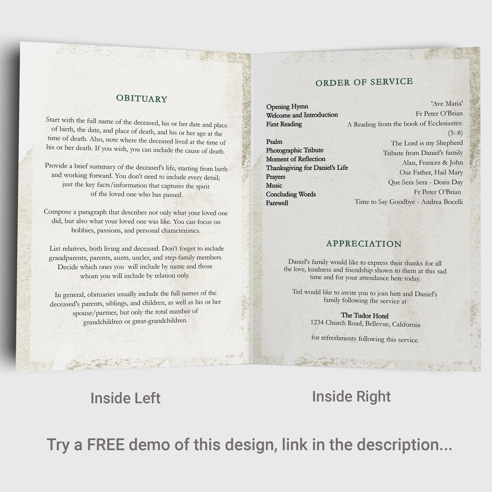 Funeral Program Template Funeral Poems Funeral Programs - Etsy