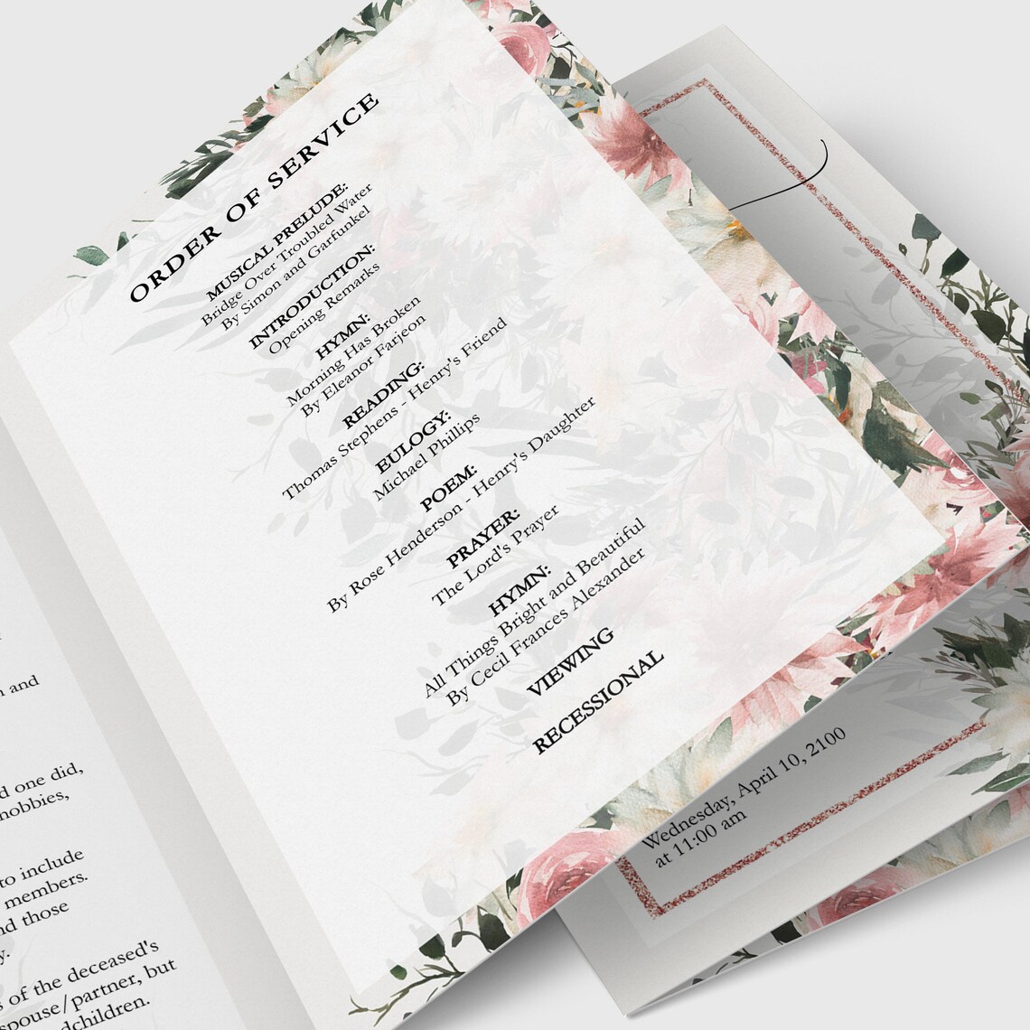 Funeral Program Template, Funeral Poems, Funeral Programs, Funeral ...