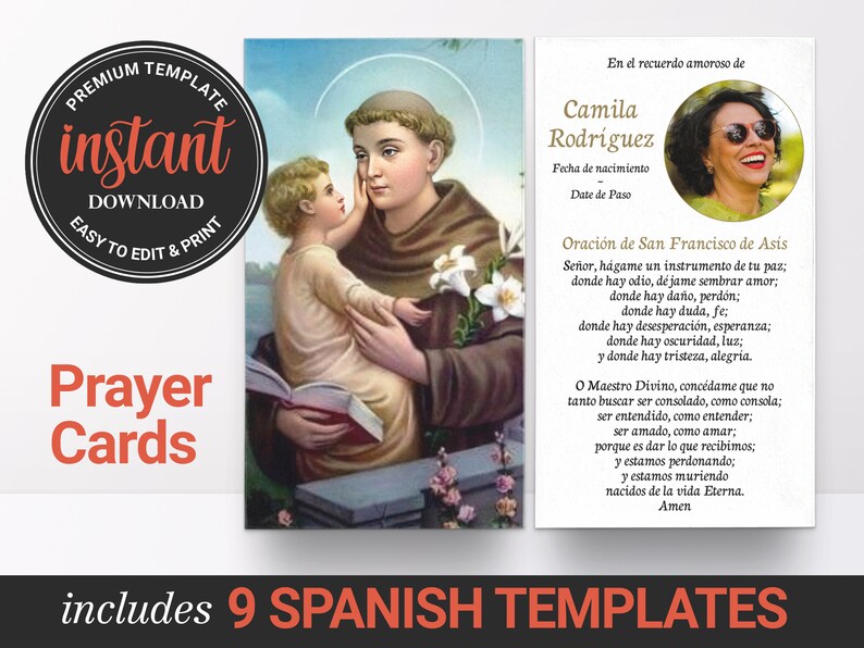 Prayer Cards Spanish Prayer Cards Catholic Prayer Cards - Etsy
