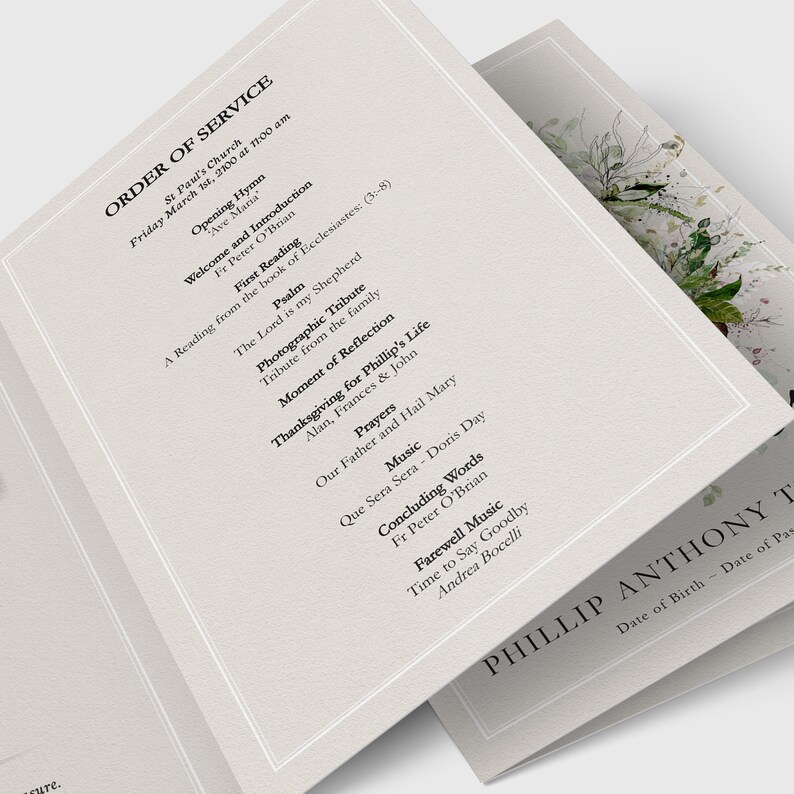 Funeral Program Template Funeral Poems Funeral Programs - Etsy