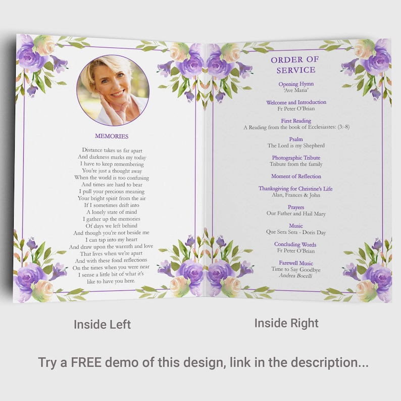 Funeral Program Template Funeral Poems Funeral Programs - Etsy