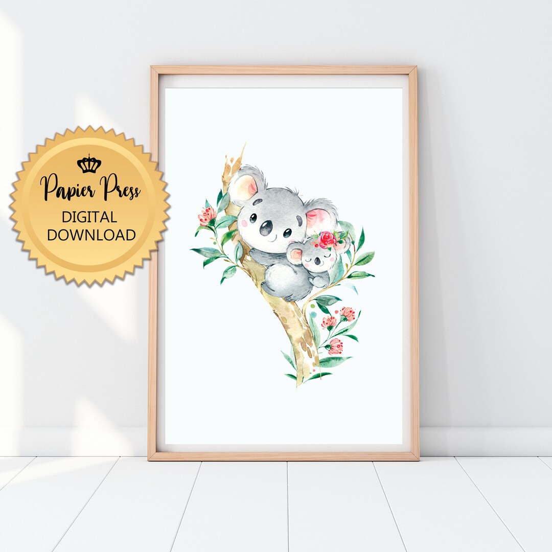 Koala Print PRINTABLE Art Mom and Baby Koala Baby Animal - Etsy