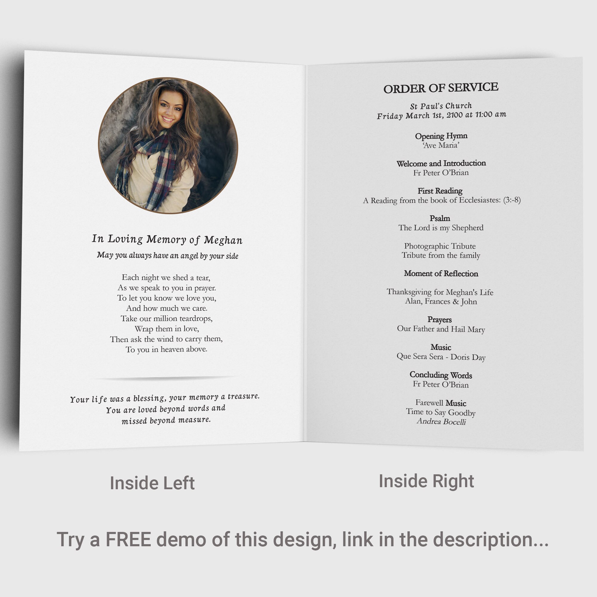 Funeral Program Template Funeral Poems Funeral Programs - Etsy