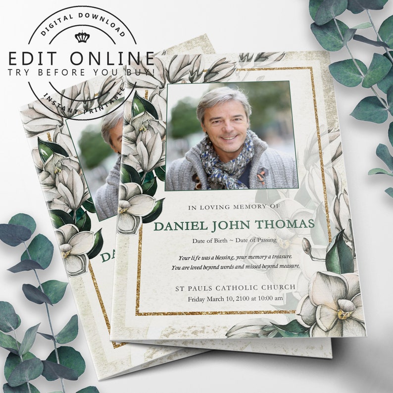 Funeral Program Template Funeral Poems Funeral Programs - Etsy