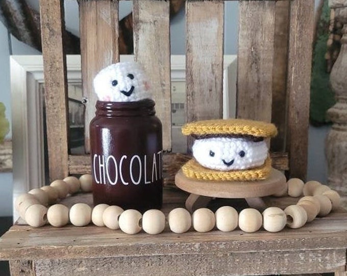 Crochet Smore/smores Themed Decor/campfire Decor/tiered Tray Decor ...