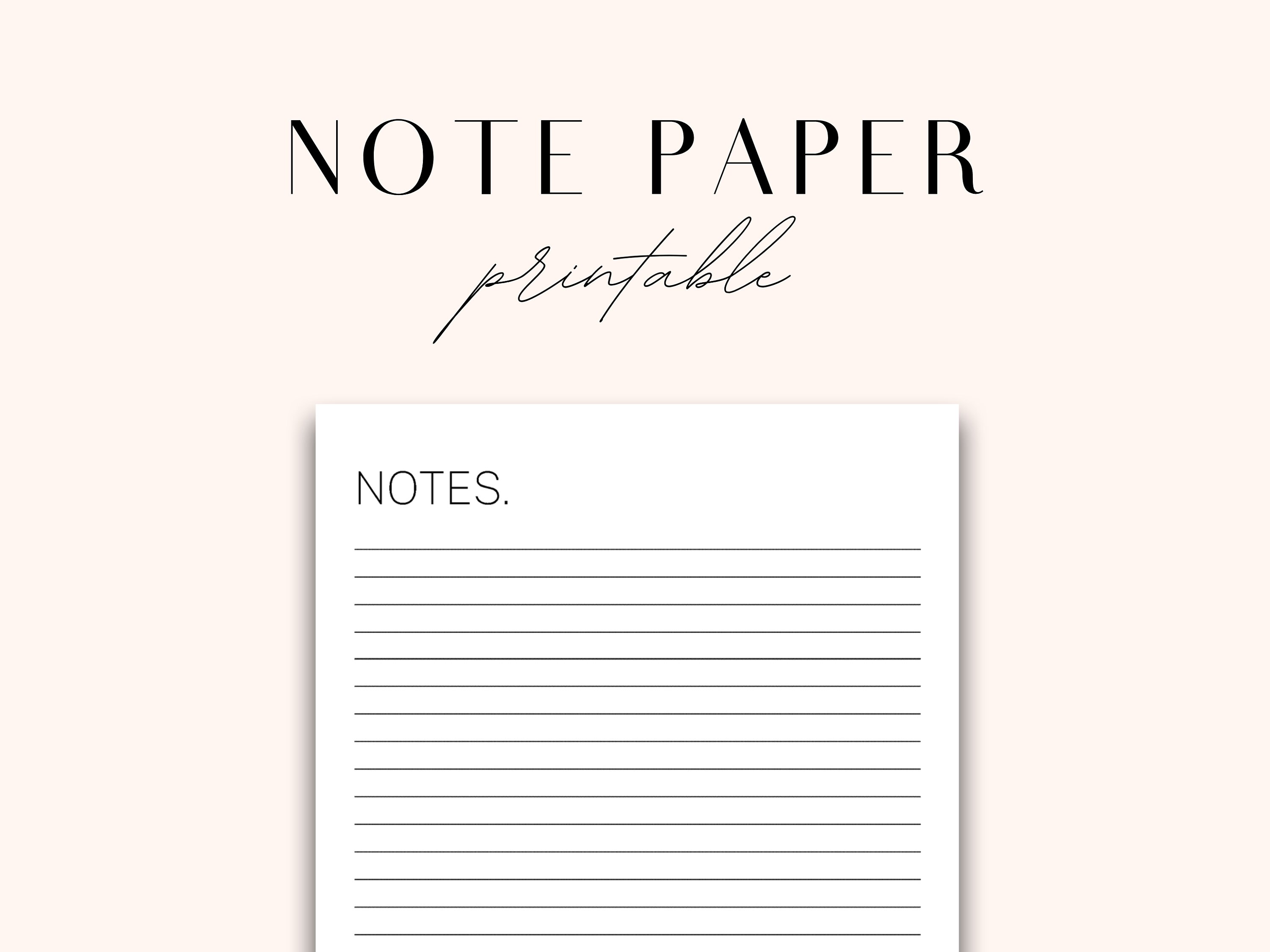 Minimal Notes Printable Ruled Paper, Lined Paper, Printable Note Paper ...