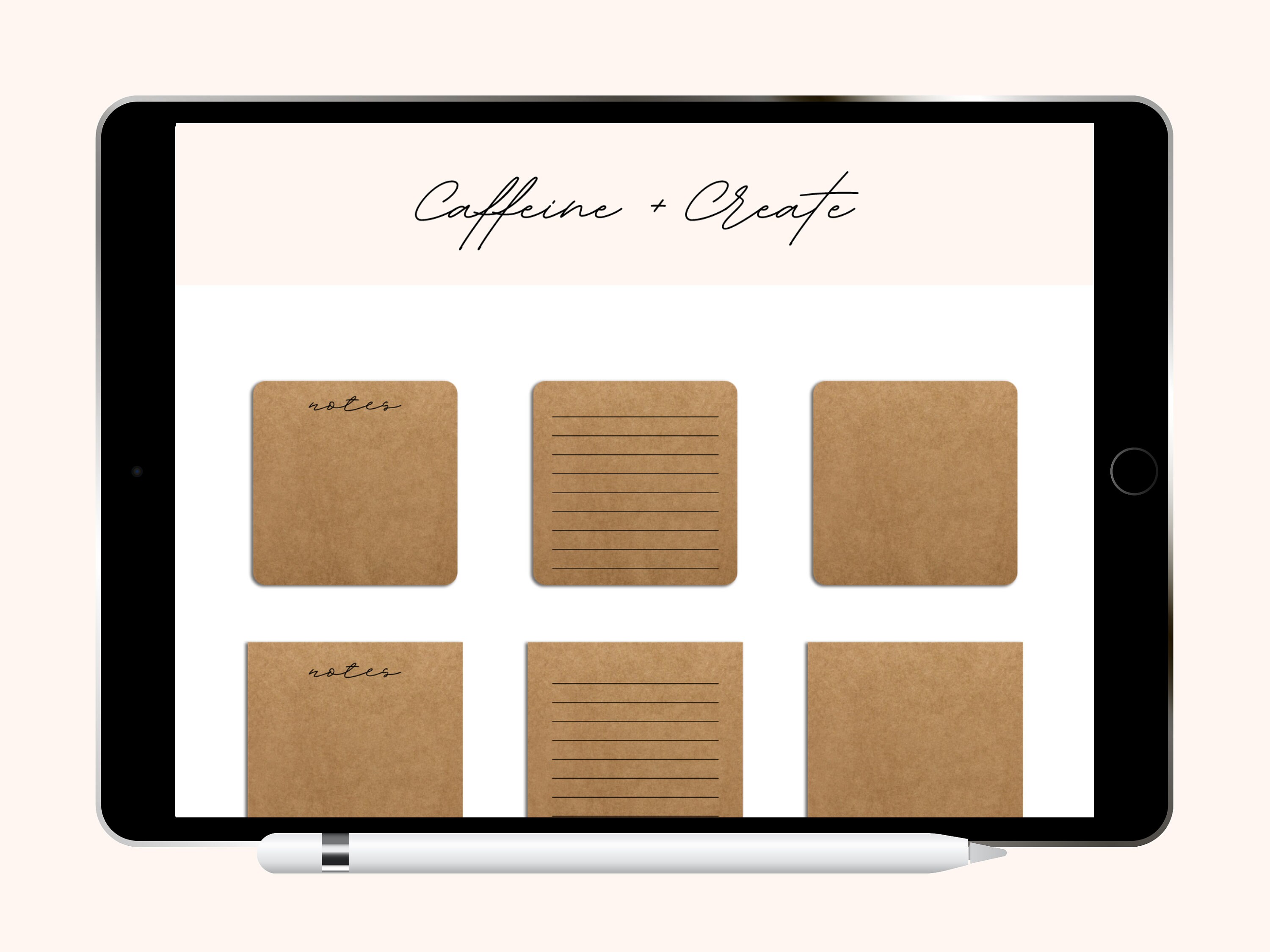 Digital Sticky Notes / Digital Stickers, Kraft Paper, Neutral, Minimal ...