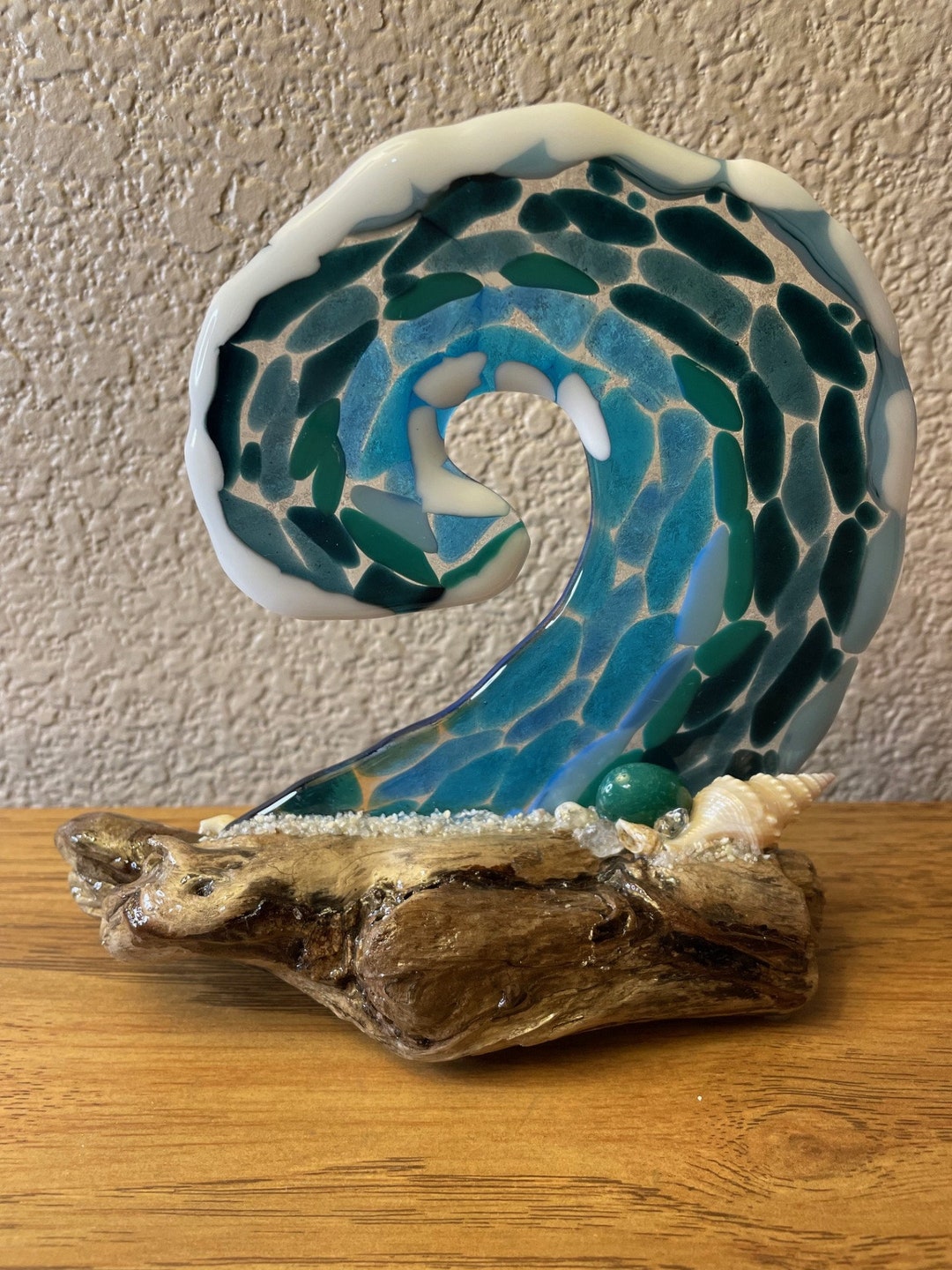 Fused Glass Wave Sculpture - Etsy