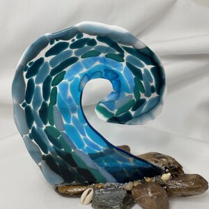 Fused Glass Wave Sculpture - Etsy
