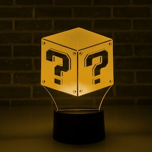 Super Mario Question Block Edge Lit LED Lamp - Etsy